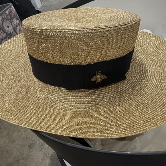 Gucci | Accessories | Gucci Gold Straw Hat With Black Band | Poshmark